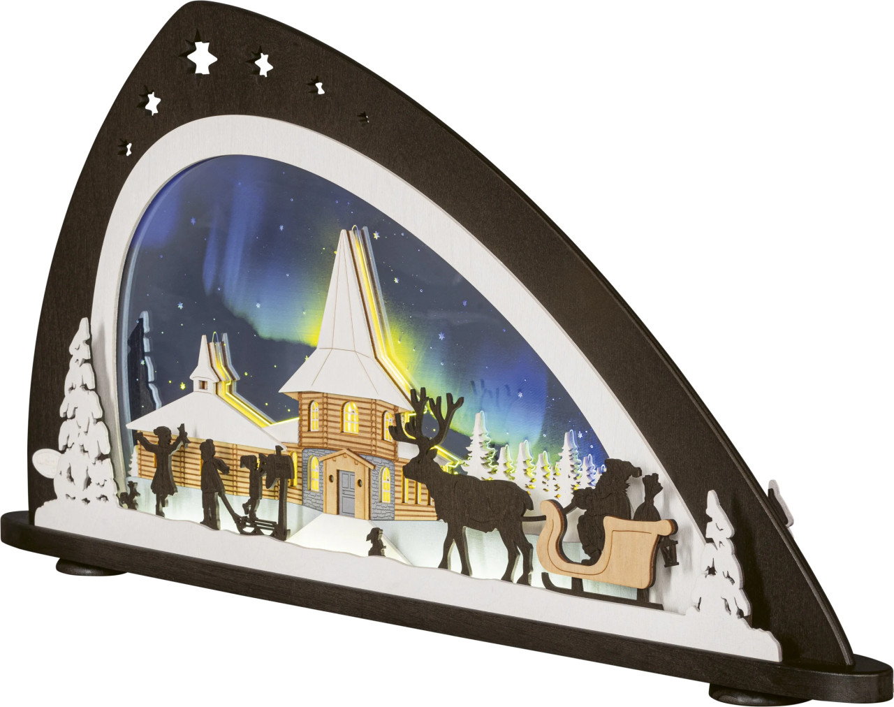 Moderner LED-Schwibbogen mit Polarlicht Motiv | WEIGLA