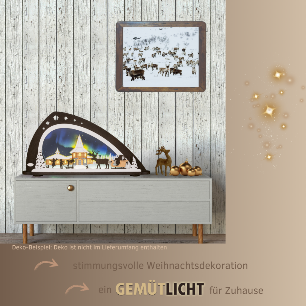 Moderner LED-Schwibbogen mit Polarlicht Motiv | WEIGLA